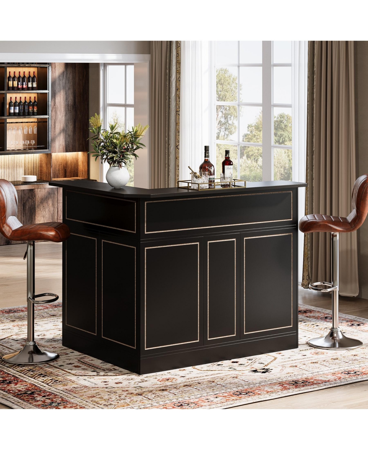 Click here for Tribesigns Bar Cabinet  L-Shaped Home Bar Table wi... prices