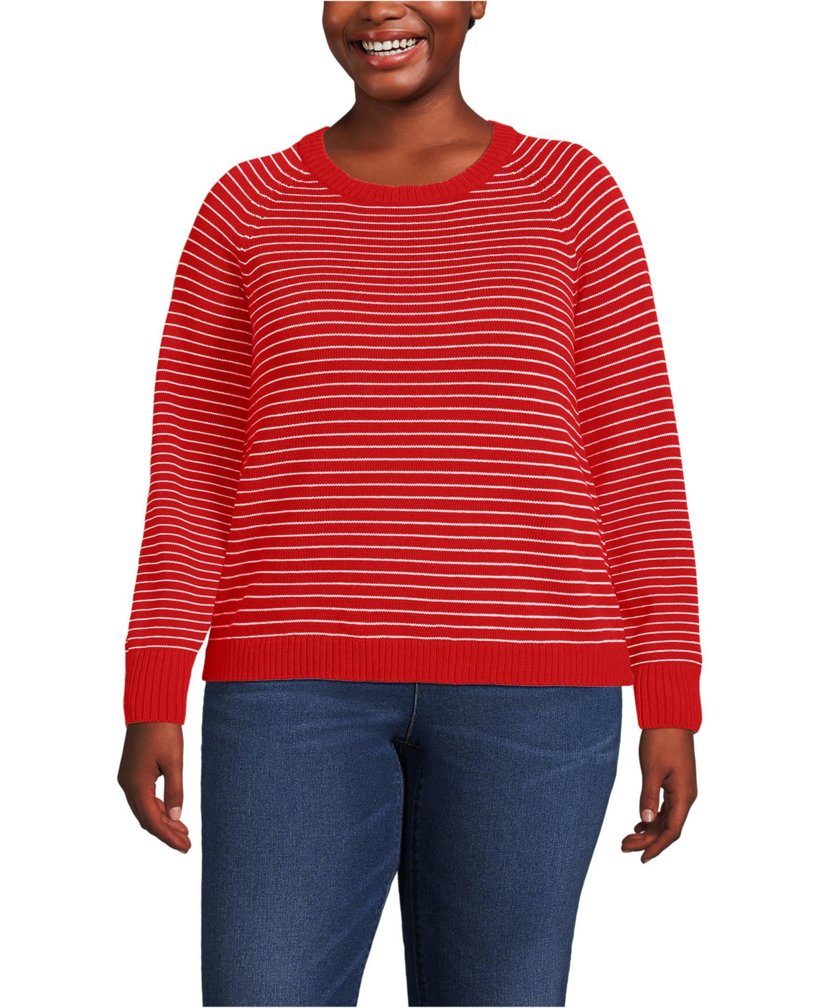 Click here for Lands End Plus Size Drifter Raglan Crew Sweater -... prices
