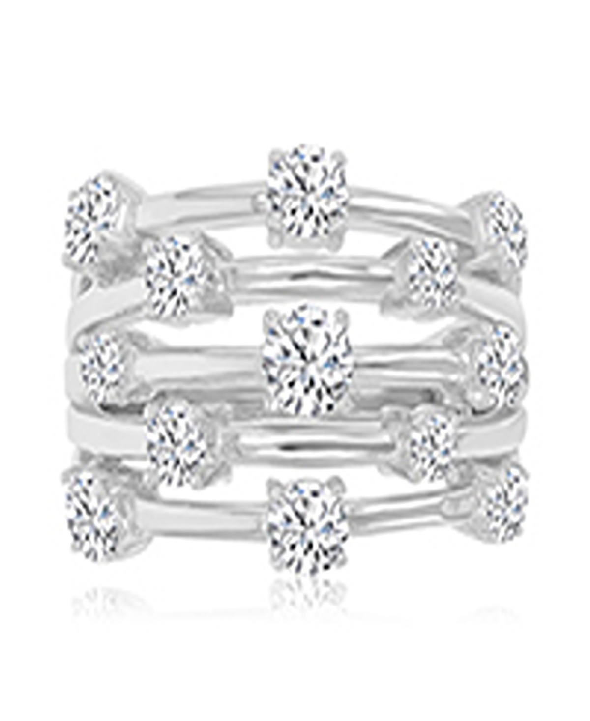 Click here for Macys Cubic Zirconia 5-Row Ring in Rhodium Over St... prices
