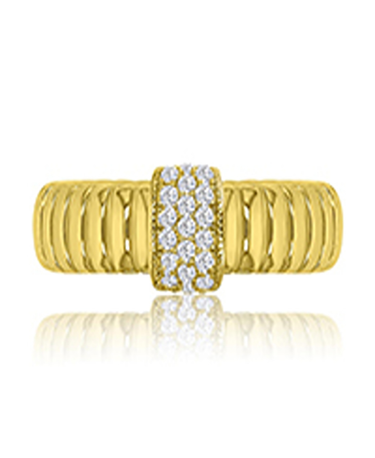 Click here for Macys Cubic Zirconia Pave Ribbed Ring in 14k Yello... prices
