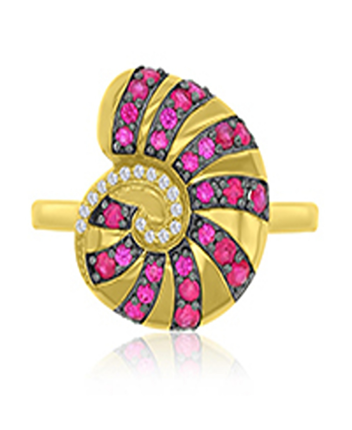 Click here for Macys Diamond Accent & Created Ruby Conch Ring in... prices