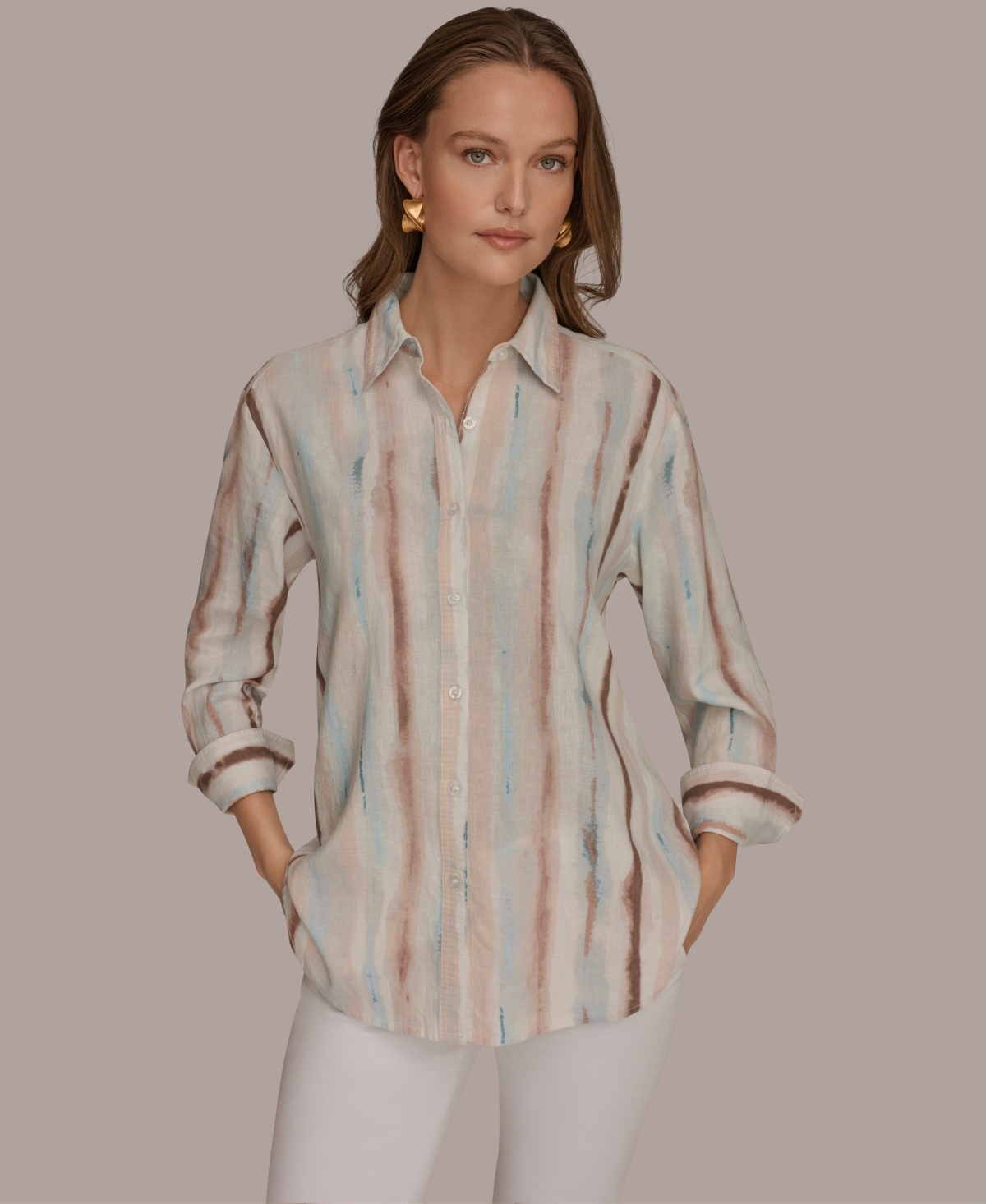 Click here for Donna Karan Weekend Womens Long-Sleeve Button-Down... prices