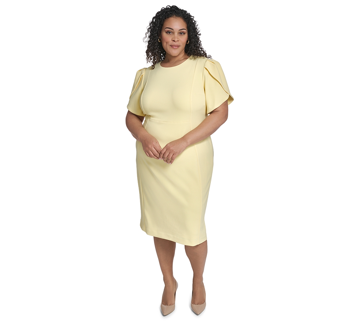 Click here for Calvin Klein Plus Size Tulip Sleeveless Sheath Mid... prices