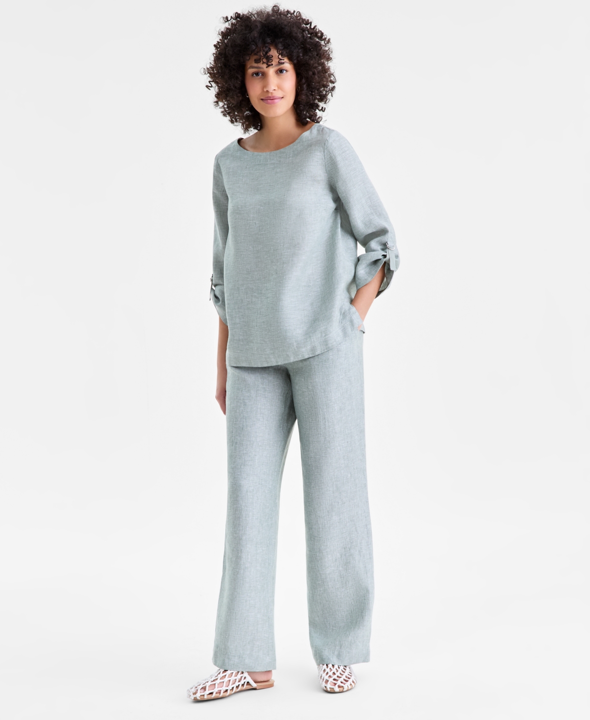 Click here for Charter Club Petite 100 Linen Drawstring Pants  Cr... prices