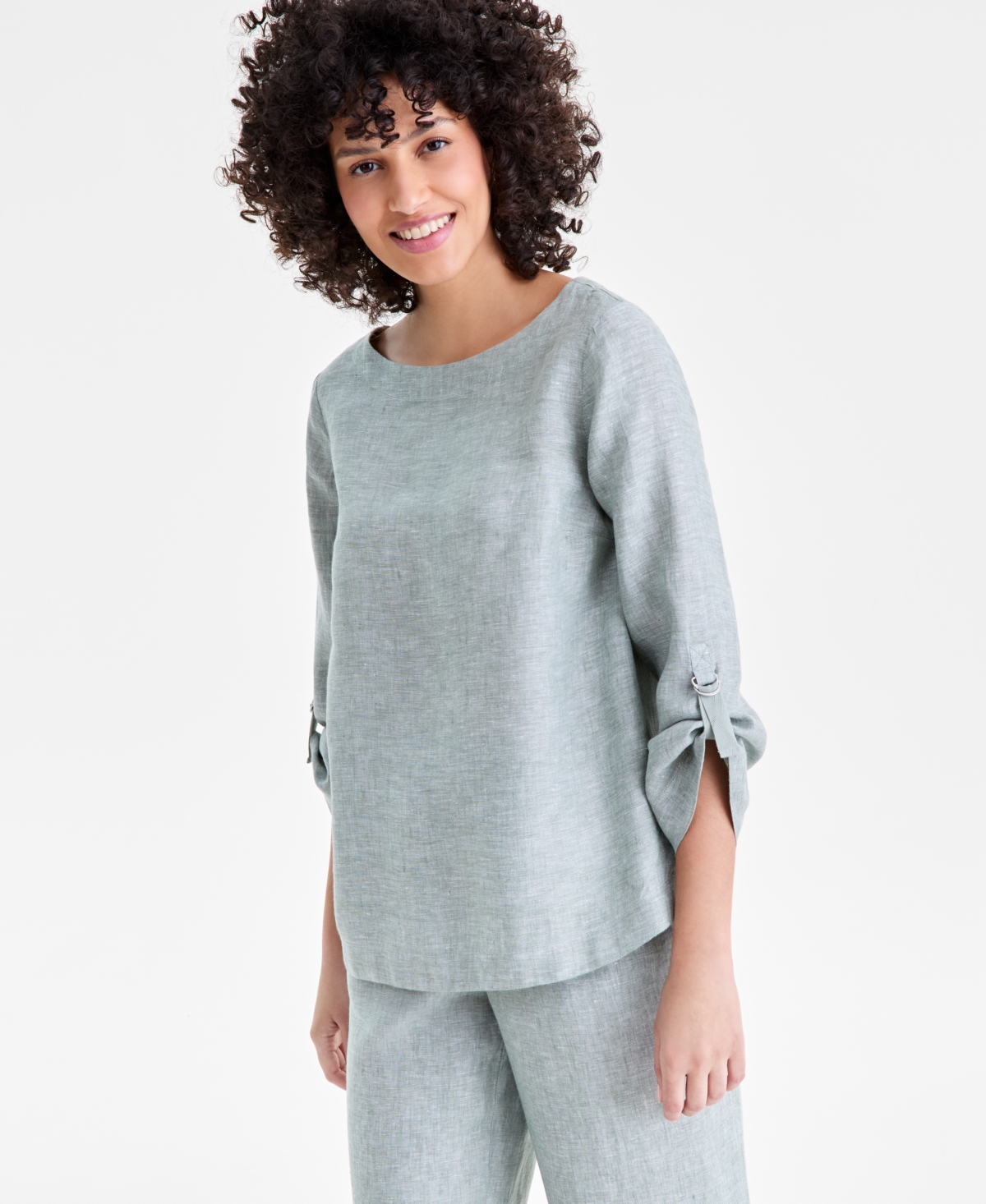 Click here for Charter Club Womens 100 Linen D-Ring Top  Created... prices