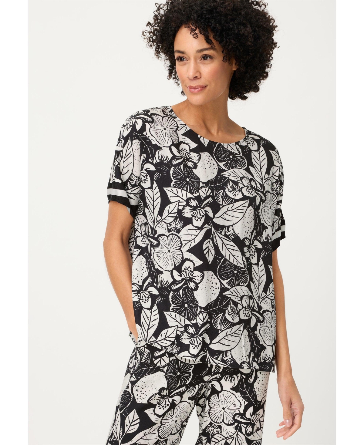 Click here for Olsen Womens Floral Blouse - Black prices