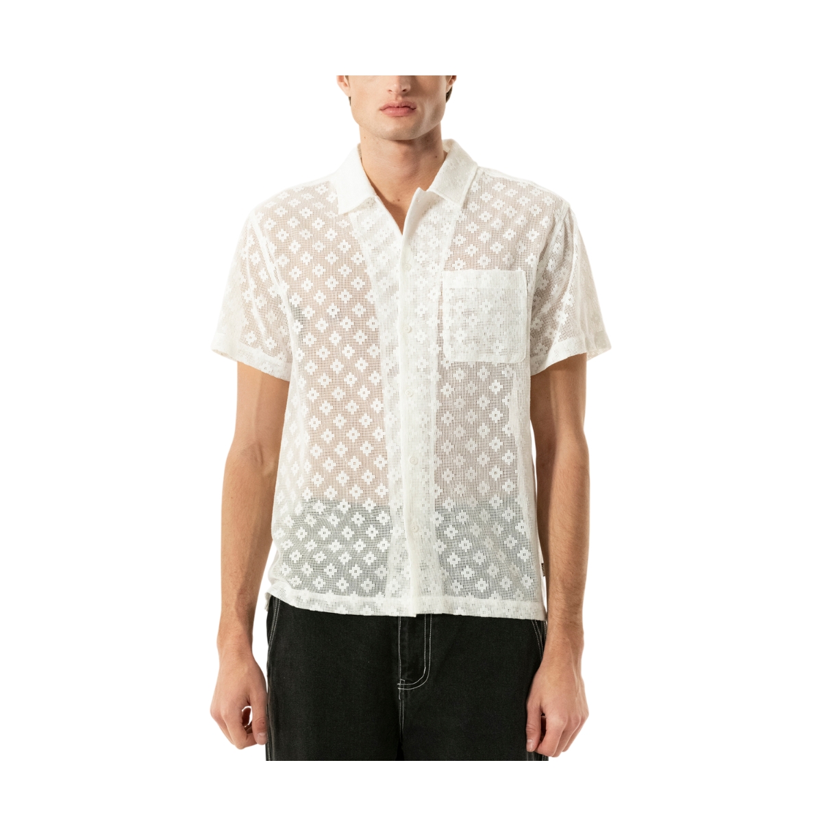 Click here for WeSC Mens Mesh Camper Shirt - White prices