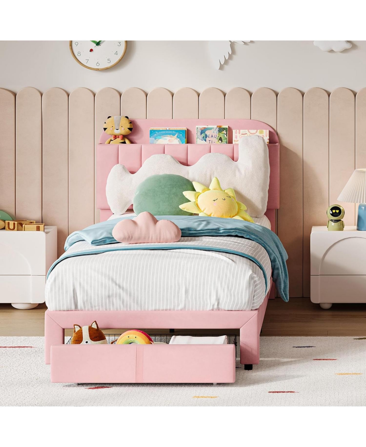 Click here for gaomon Twin Bed Frame with Storage Headboard  Velv... prices