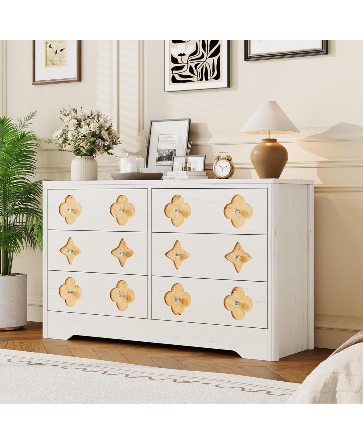 Click here for gaomon 6 Drawer Wide Dresser  Boho Wooden Chest wi... prices