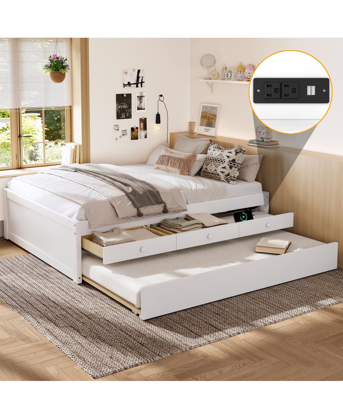 Click here for Streamdale Furniture Full Platform Bed with Trundl... prices