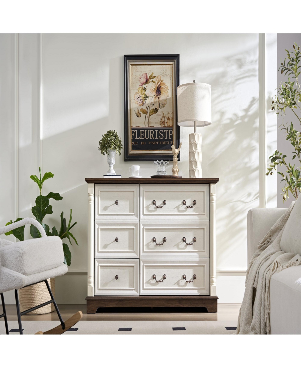 Click here for Clihome Retro 6 Drawer Dresser Chest with Base Woo... prices