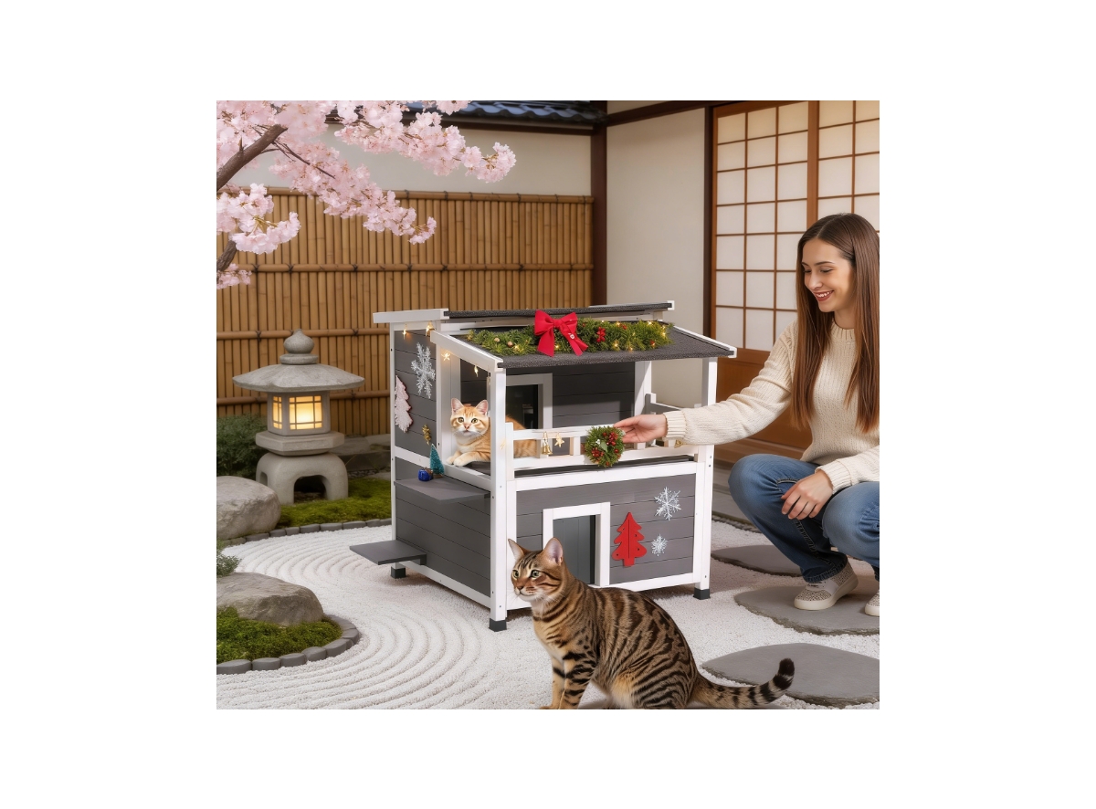 Click here for Aostirmotor 2-Story Insulated Cat House with Balco... prices