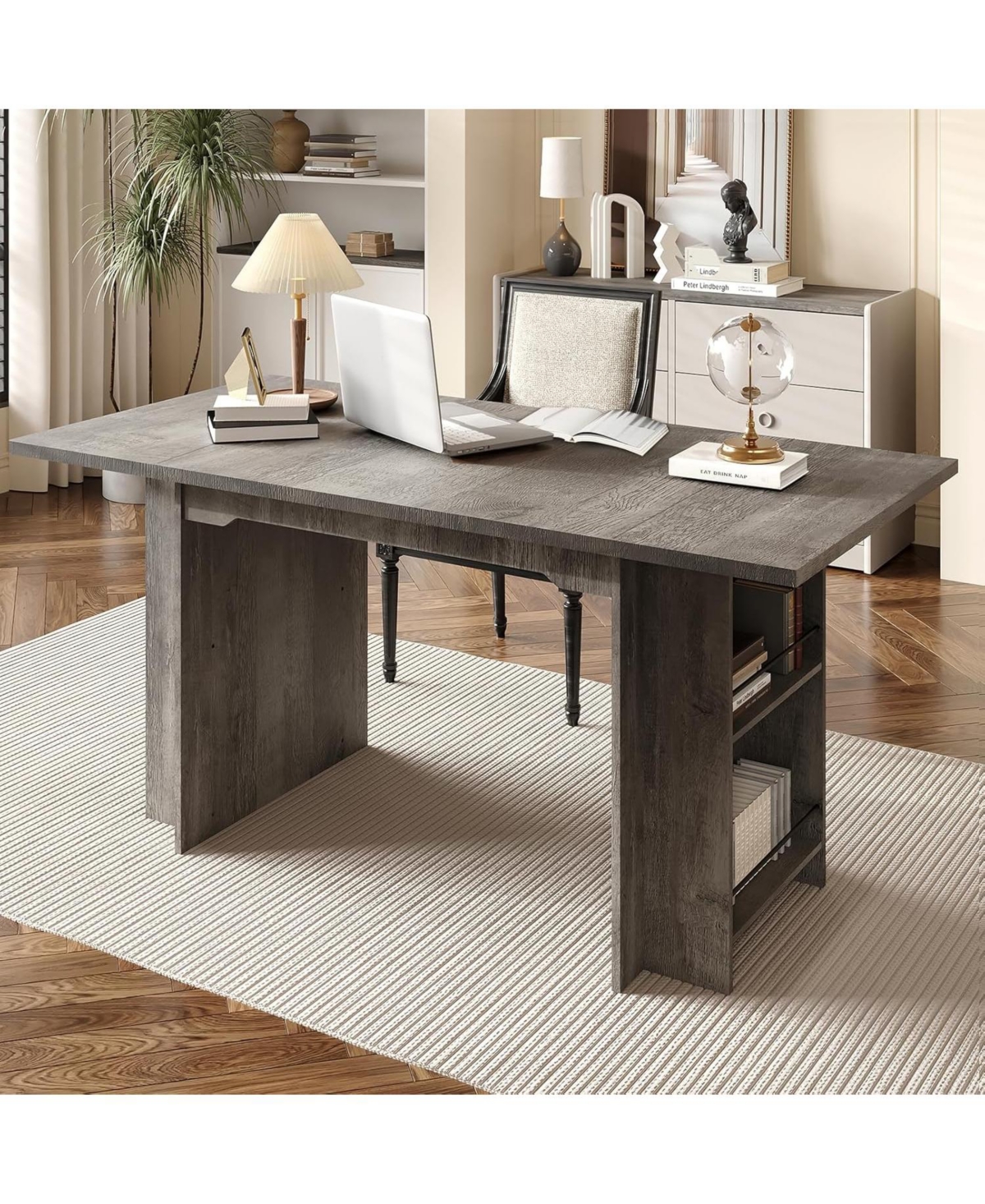 Click here for gaomon 63 Inch Farmhouse Dining Table with 4 Stora... prices