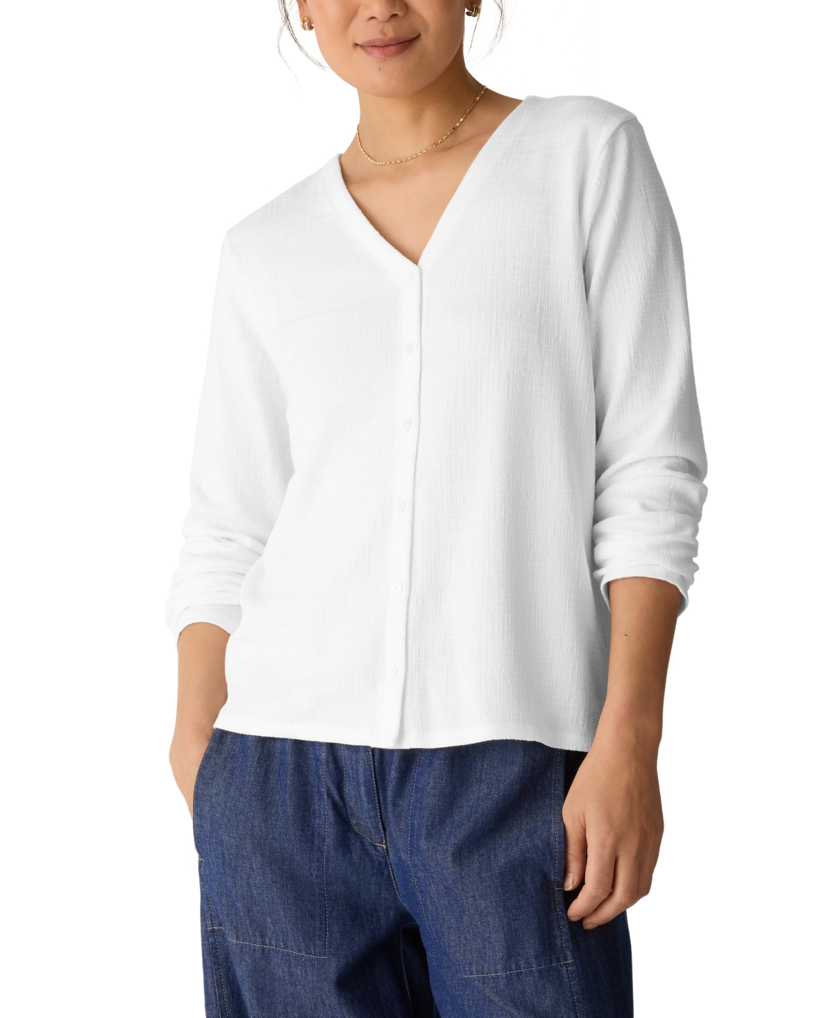 Click here for Eileen Fisher Womens V-Neck Long-Sleeve Top  Regul... prices