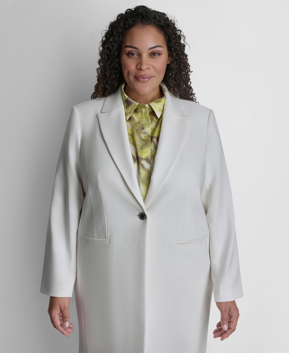 Click here for Dkny Plus Size Notch Collar Buttoned Jacket - Ivor... prices