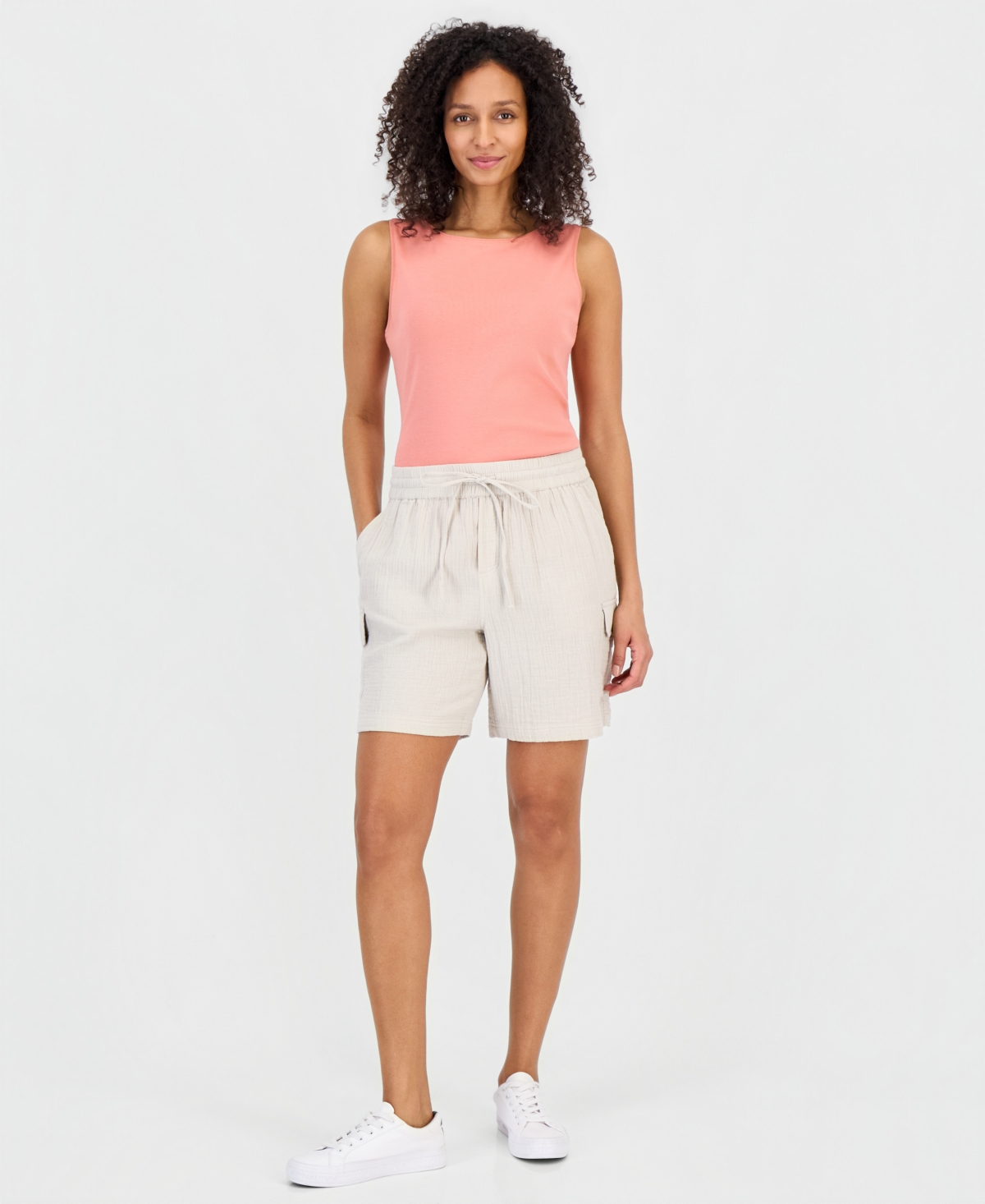 Click here for Style & Co Womens Cotton Gauze Pull-On Cargo Short... prices