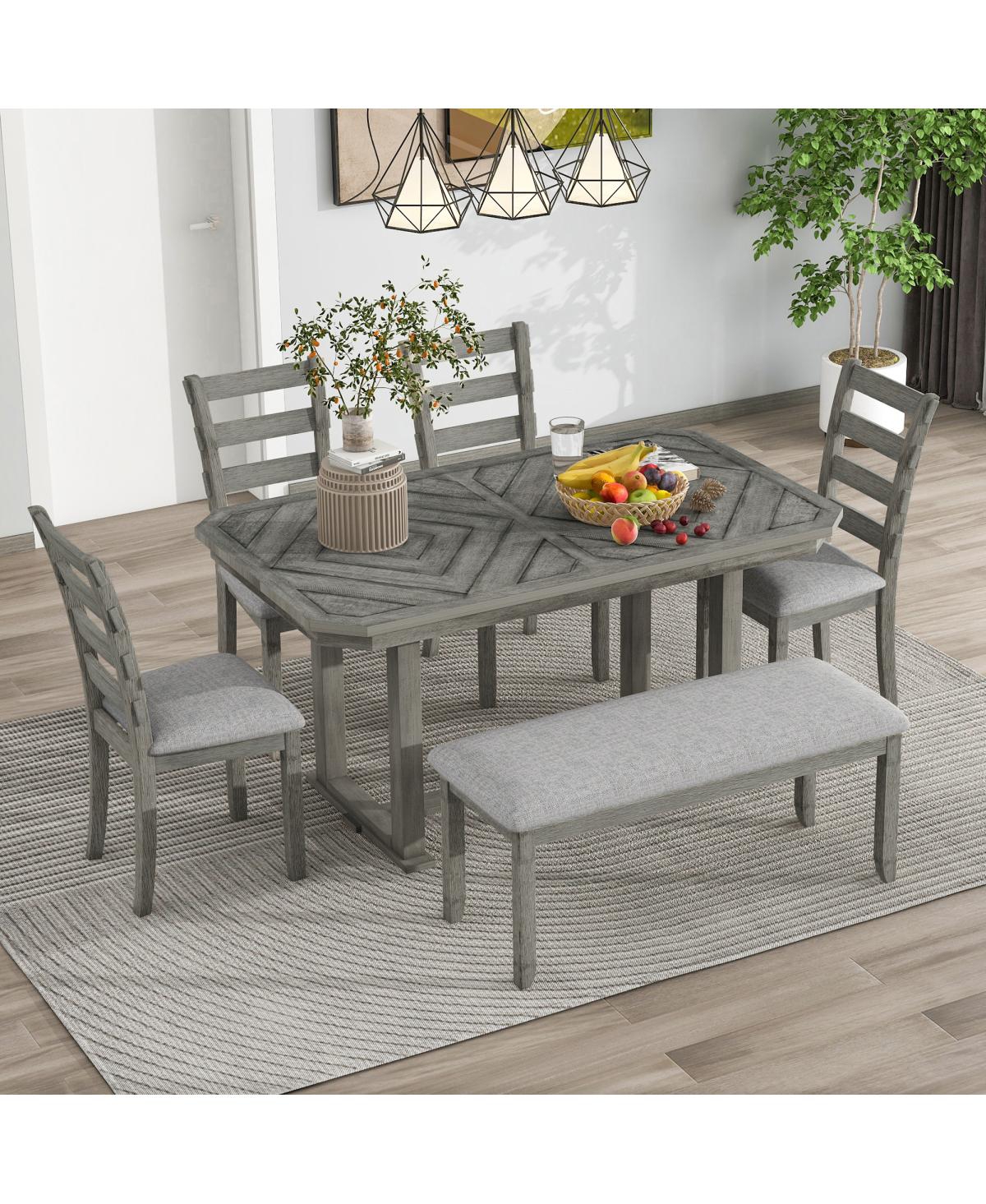 Click here for Streamdale 6-Piece Rubber Wood Dining Set with Woo... prices