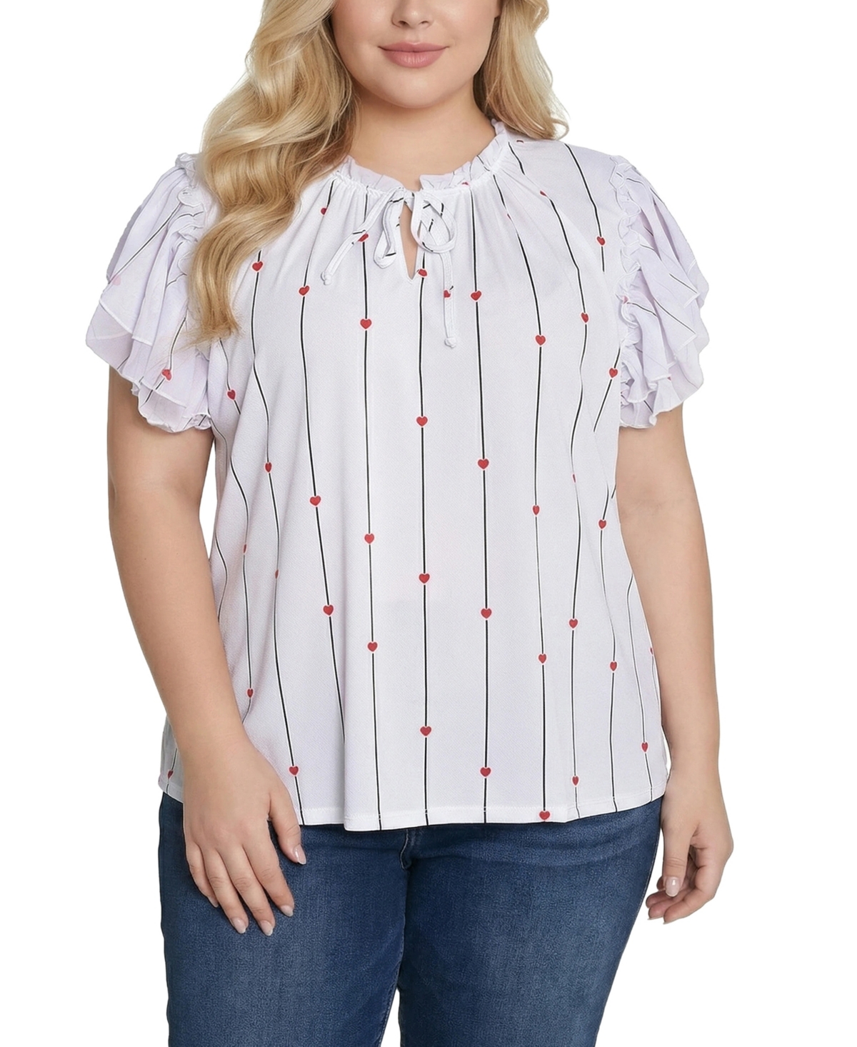 Click here for Ny Collection Plus Size Double Flutter Sleeve Blou... prices