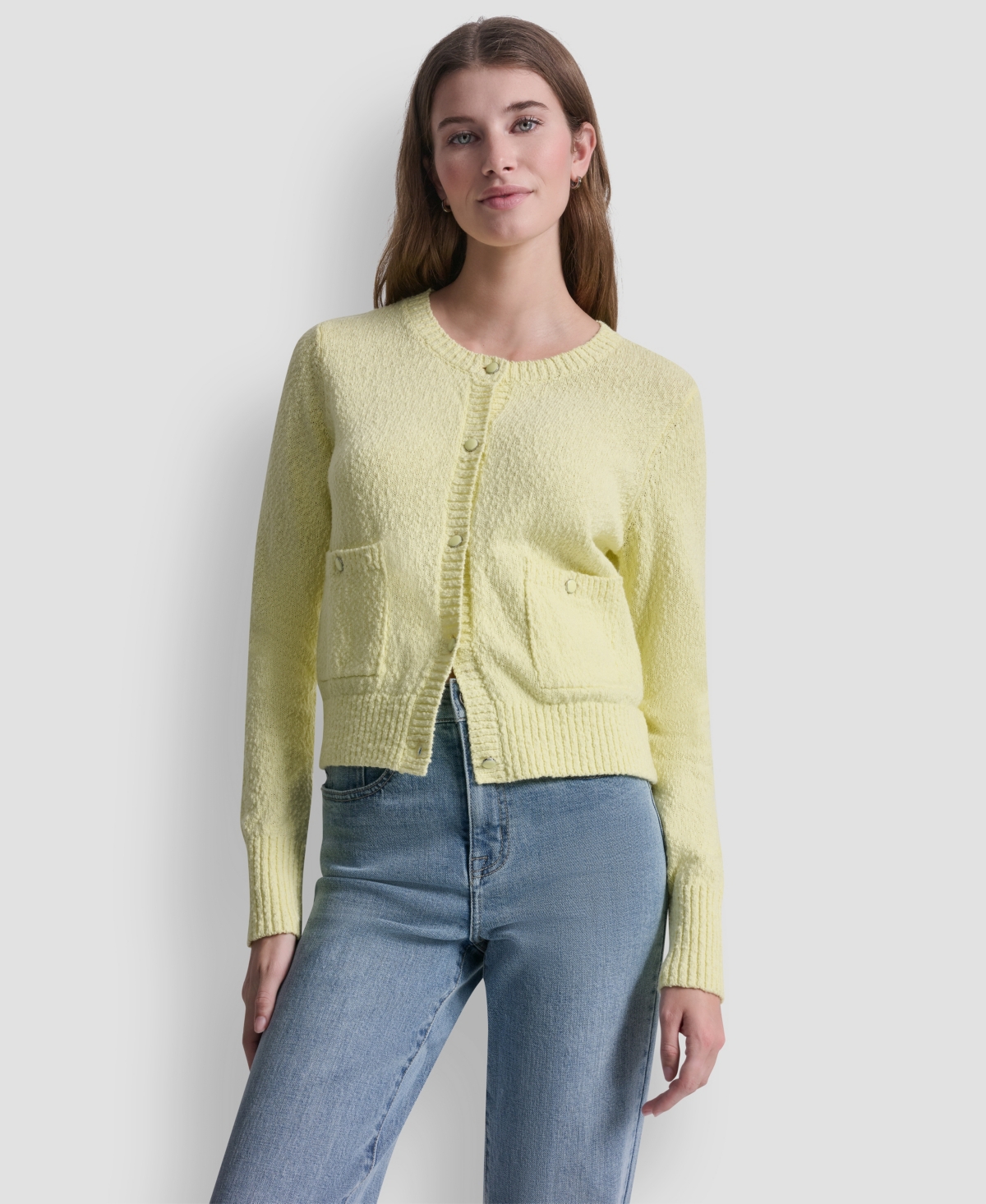 Click here for Dkny Jeans Womens Crewneck Front-Enamel Button Car... prices