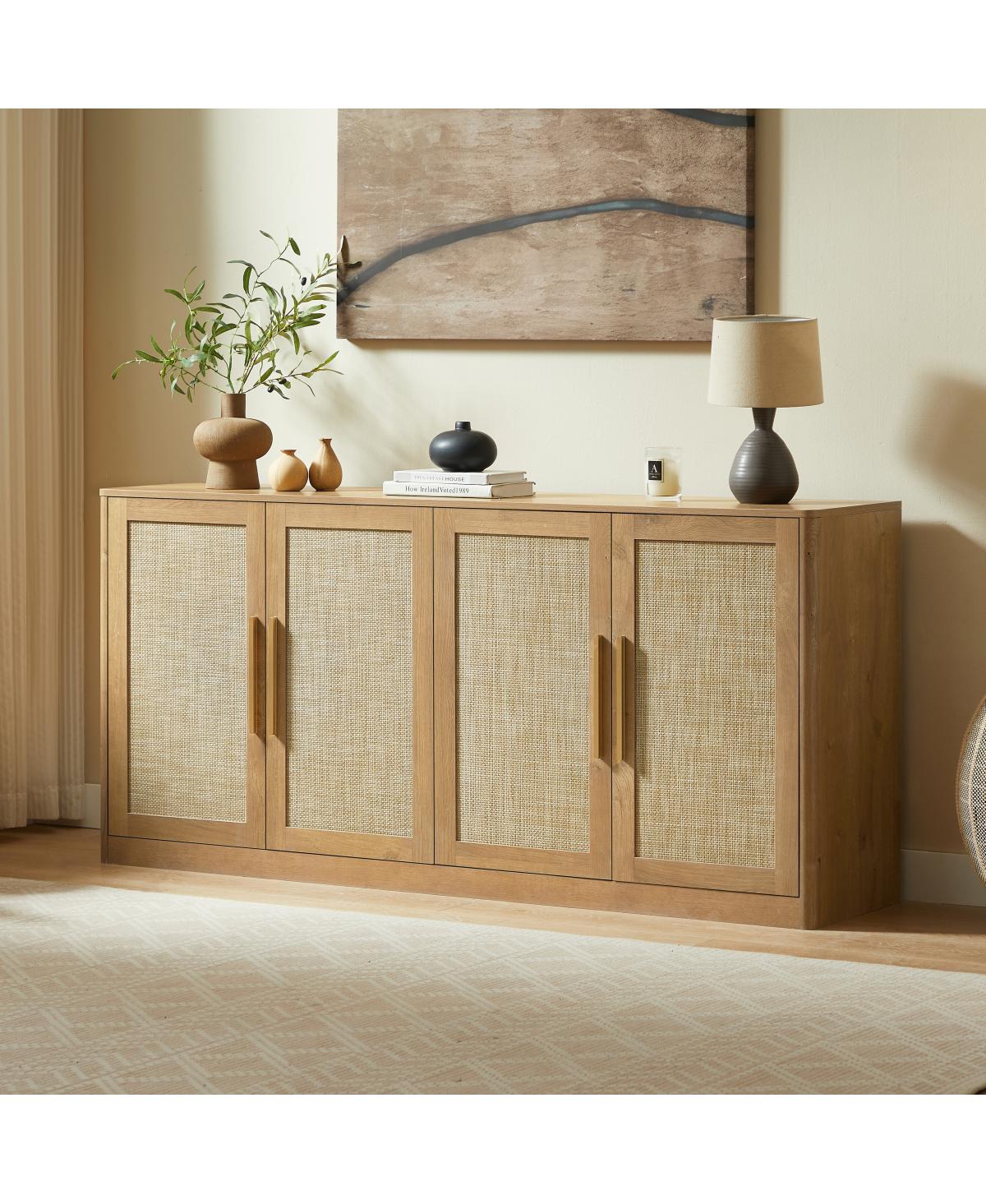 Click here for Streamdale Furniture 67" Rattan 4-Door Boho B... prices