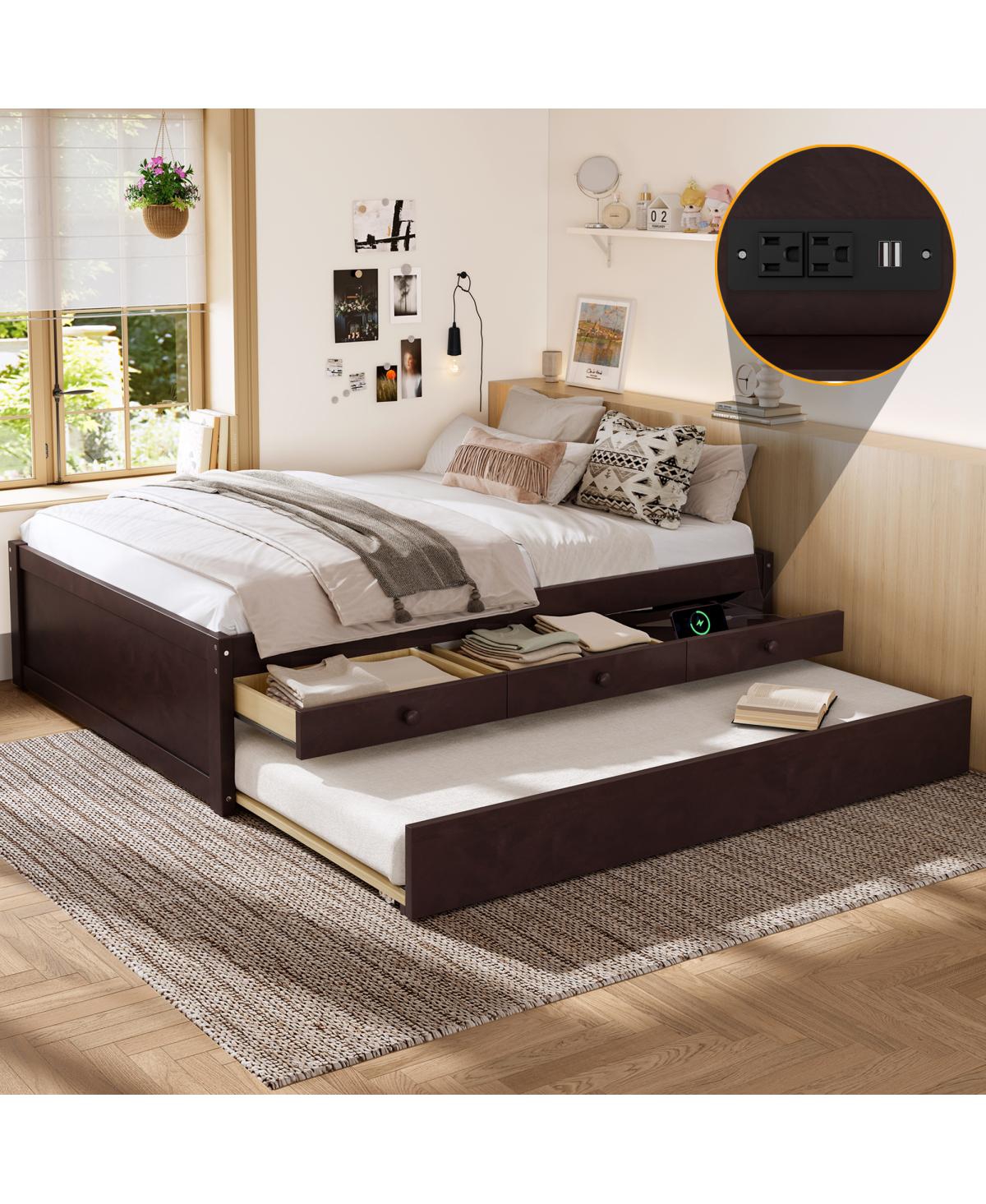 Click here for Streamdale Furniture Full Platform Bed with Trundl... prices