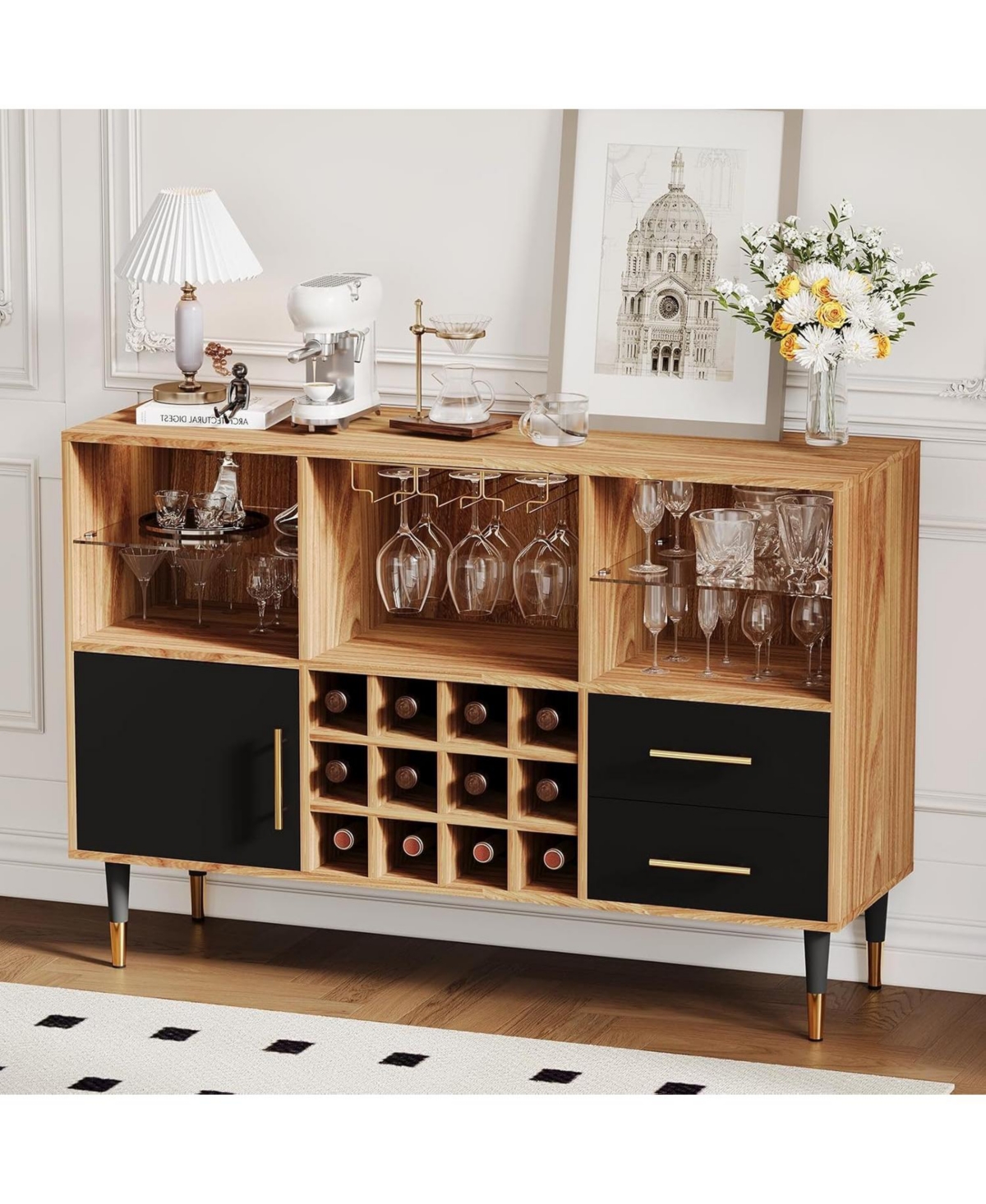 Click here for Gaomon 47" Wine Bar Cabinet with Led Lights &... prices