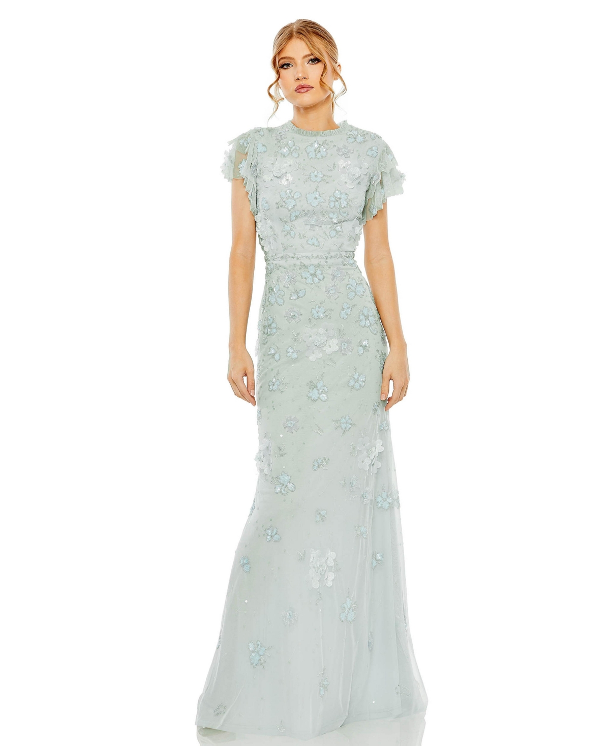 Click here for Mac Duggal Womens Floral Embellished High Neck Flu... prices