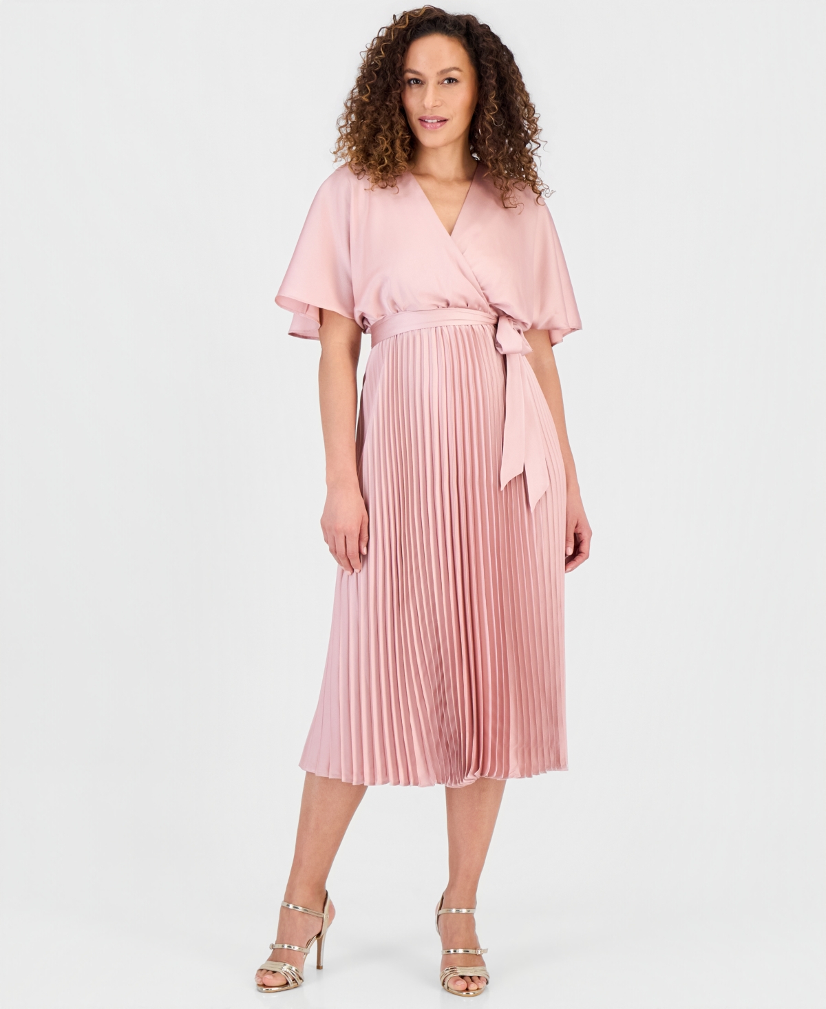 Click here for Sandra Darren Womens Pleated Flutter-Sleeve Dress... prices