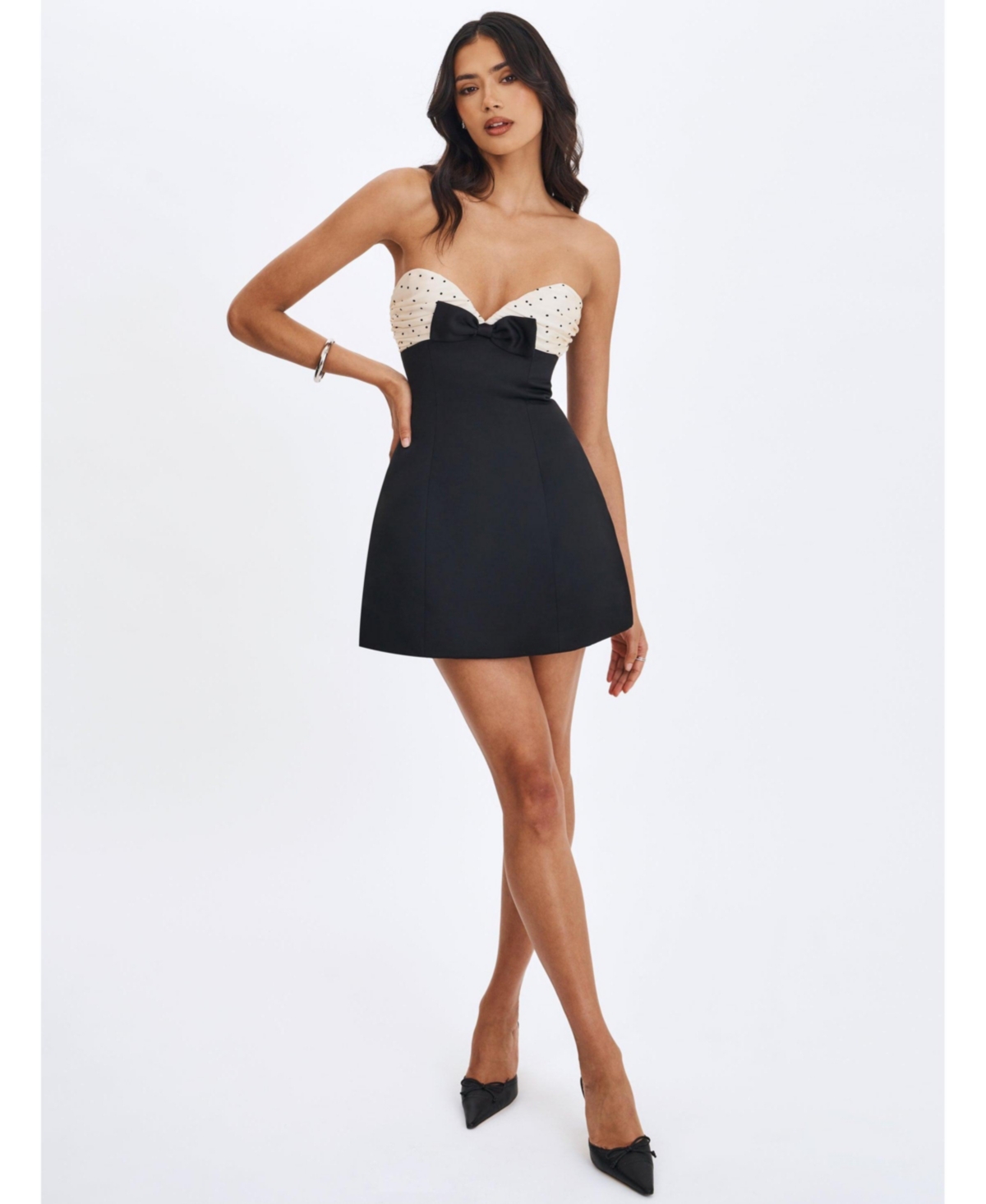 Click here for Miss Circle Womens Polka Dot Sweetheart Mini Dress... prices