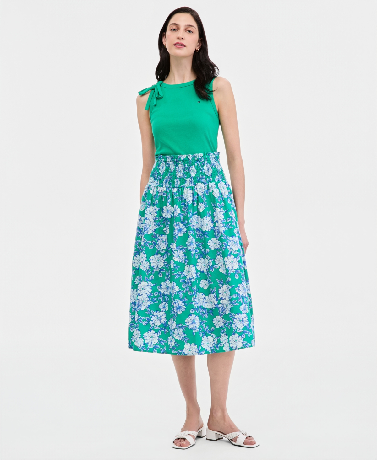 Click here for Tommy Hilfiger Womens Smocked Pull-On Midi Skirt -... prices