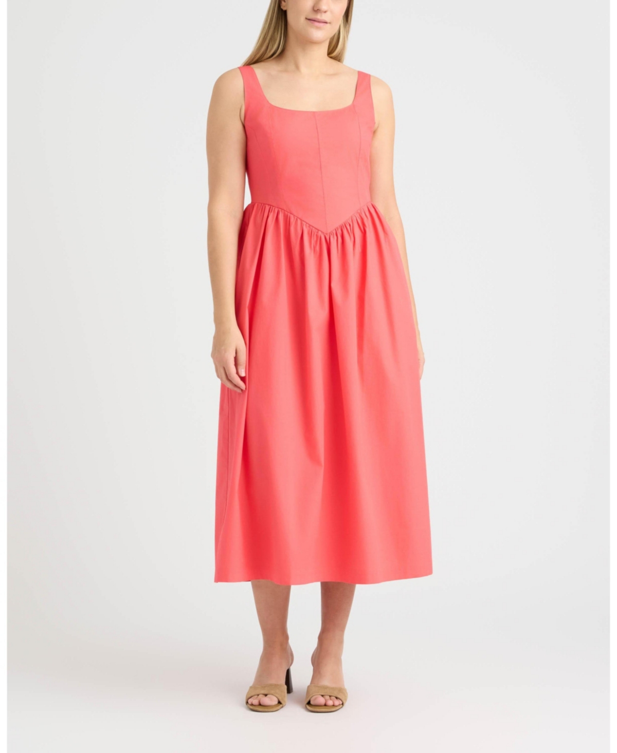 Click here for Ellen Tracy Womens Poplin Bustier Dress - Coral prices