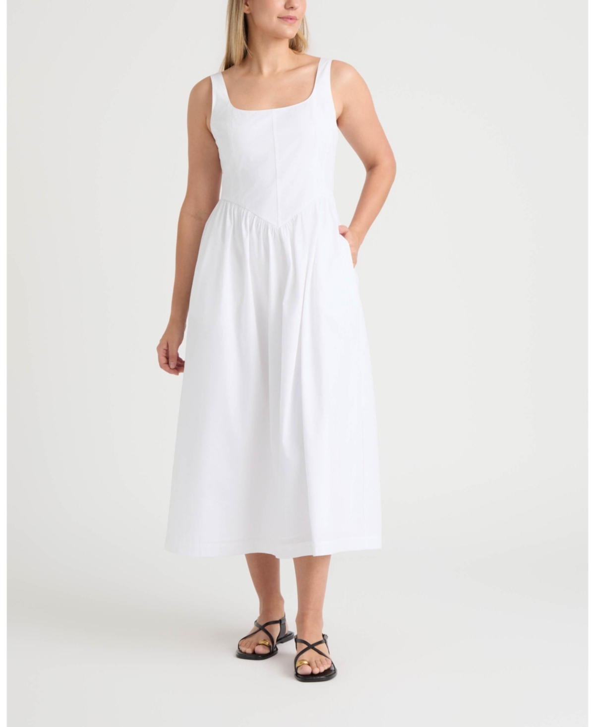 Click here for Ellen Tracy Womens Poplin Bustier Dress - White prices