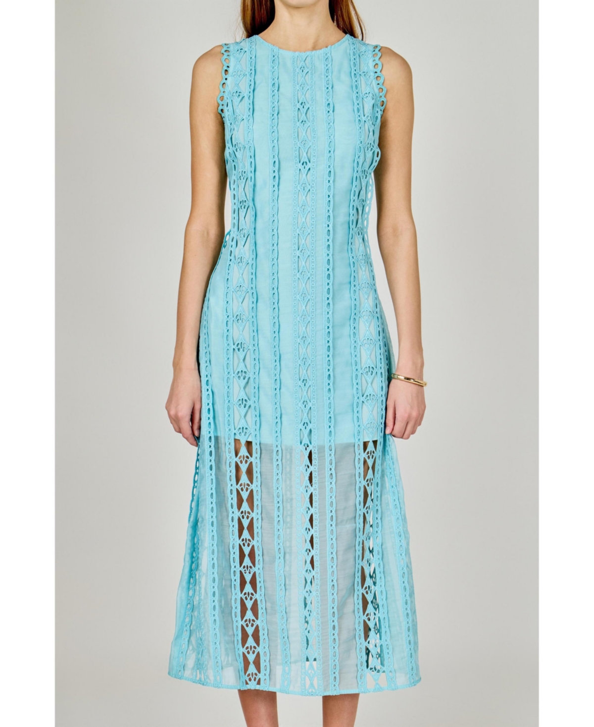 Click here for endless rose Womens Lace Tiered Midi Dress - Sky b... prices