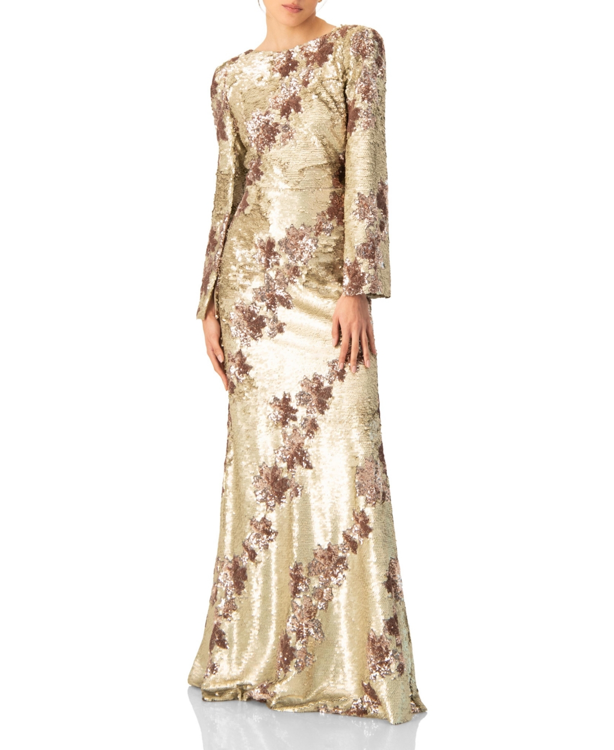 Click here for Ivonne Womens Floral Sequin Gown with Open Back -... prices