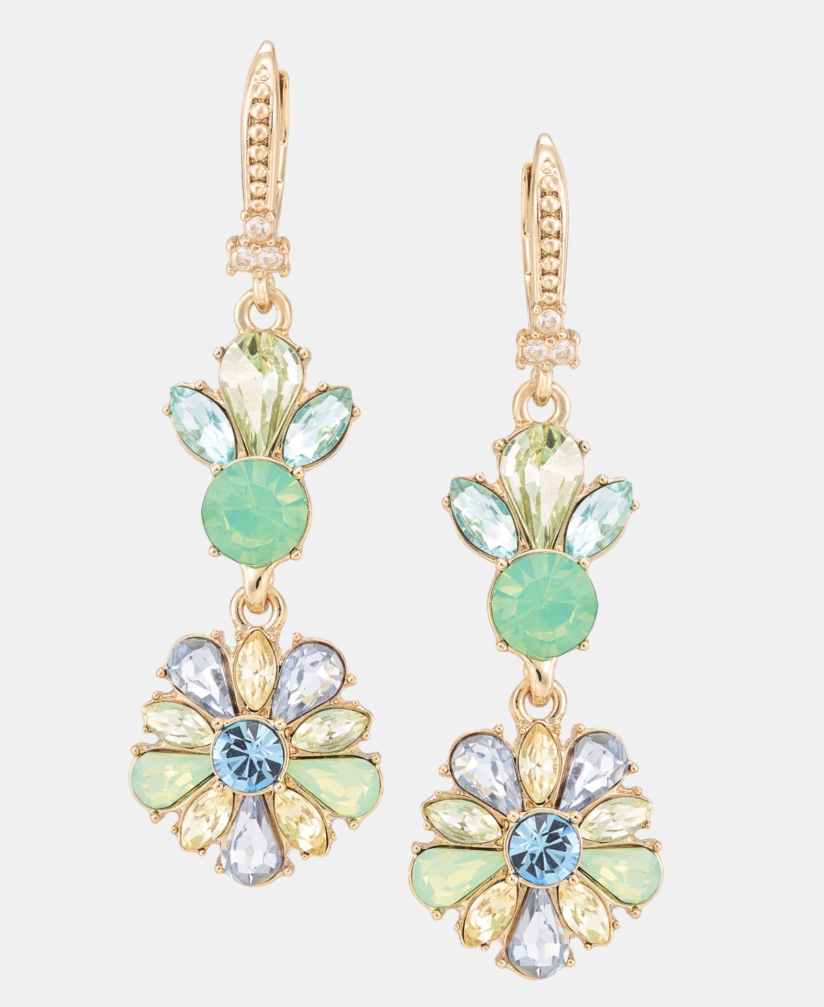 Click here for Marchesa Crystal Cluster Flower Double Drop Earrin... prices