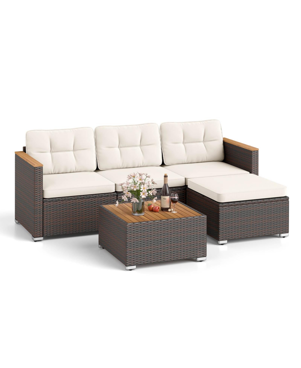 Click here for Gymax Set Of 5 Wicker Conversation Set Patio Ratta... prices