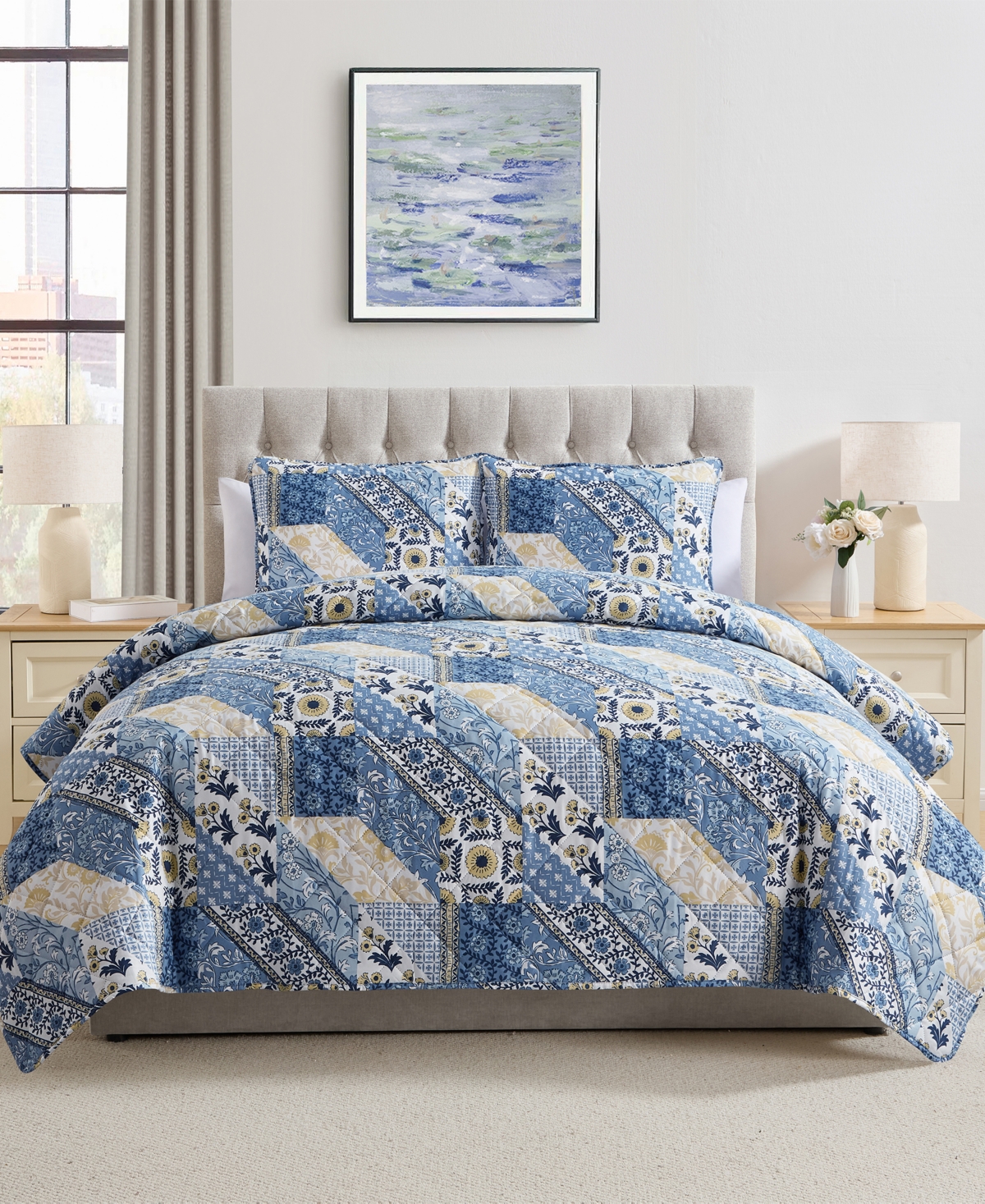Click here for Vcny Home Joel Patchwork 3-Pc. Quilt Set  King - B... prices