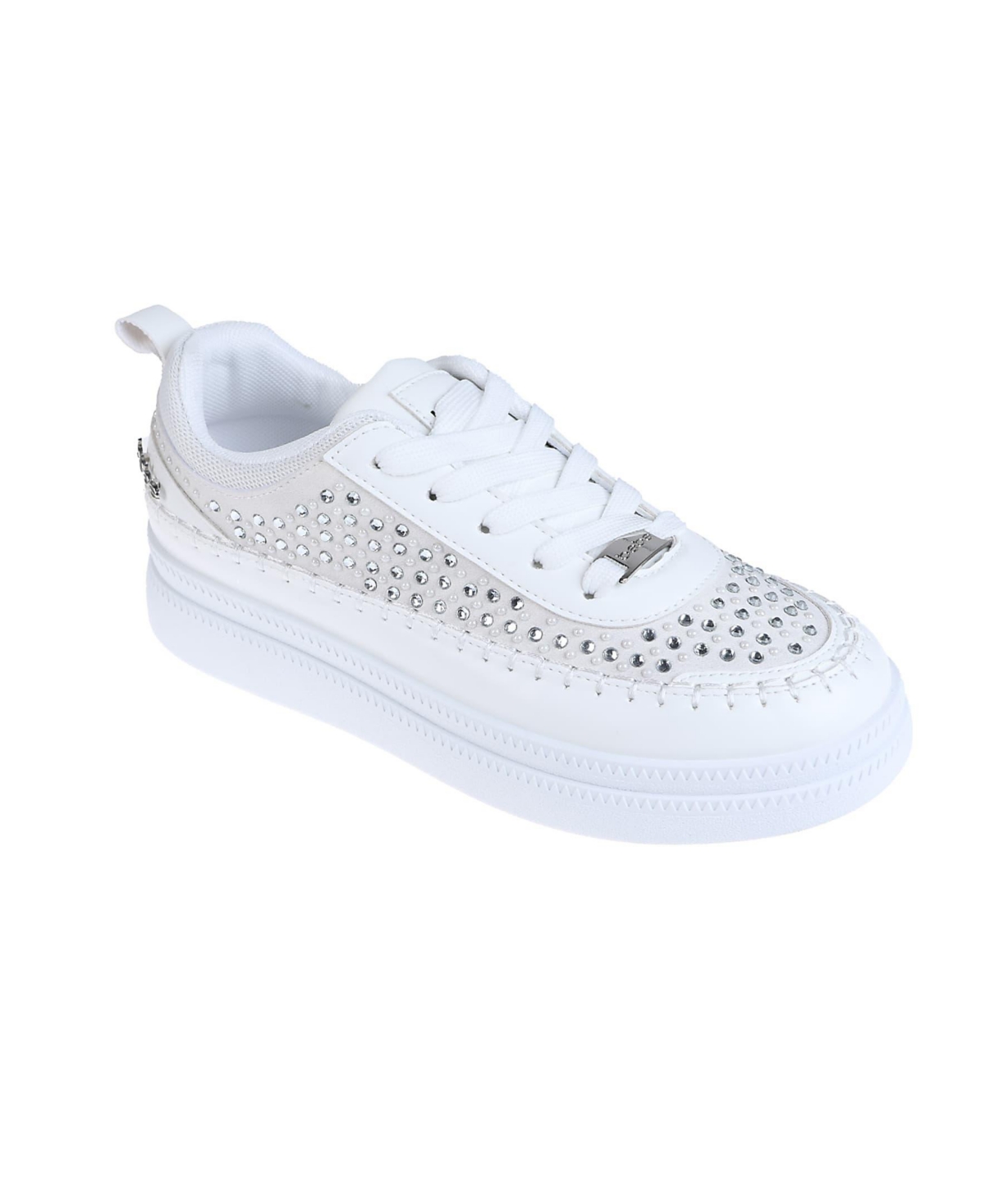 Click here for bebe Womens Sneaker with Pearl and Rhinestone Embe... prices