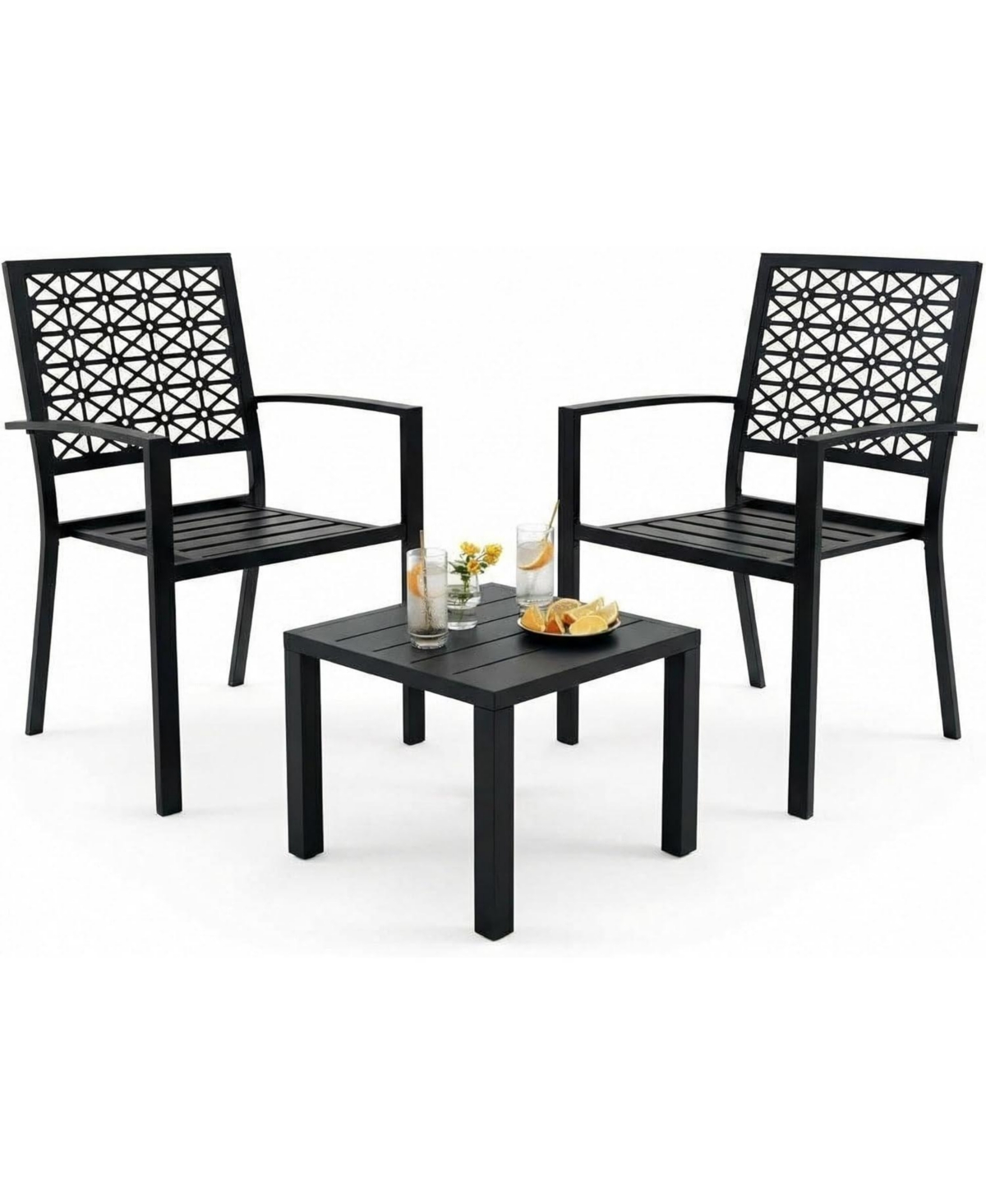 Click here for gaomon 3-Piece Iron Art Patio Bistro Set  Table &... prices