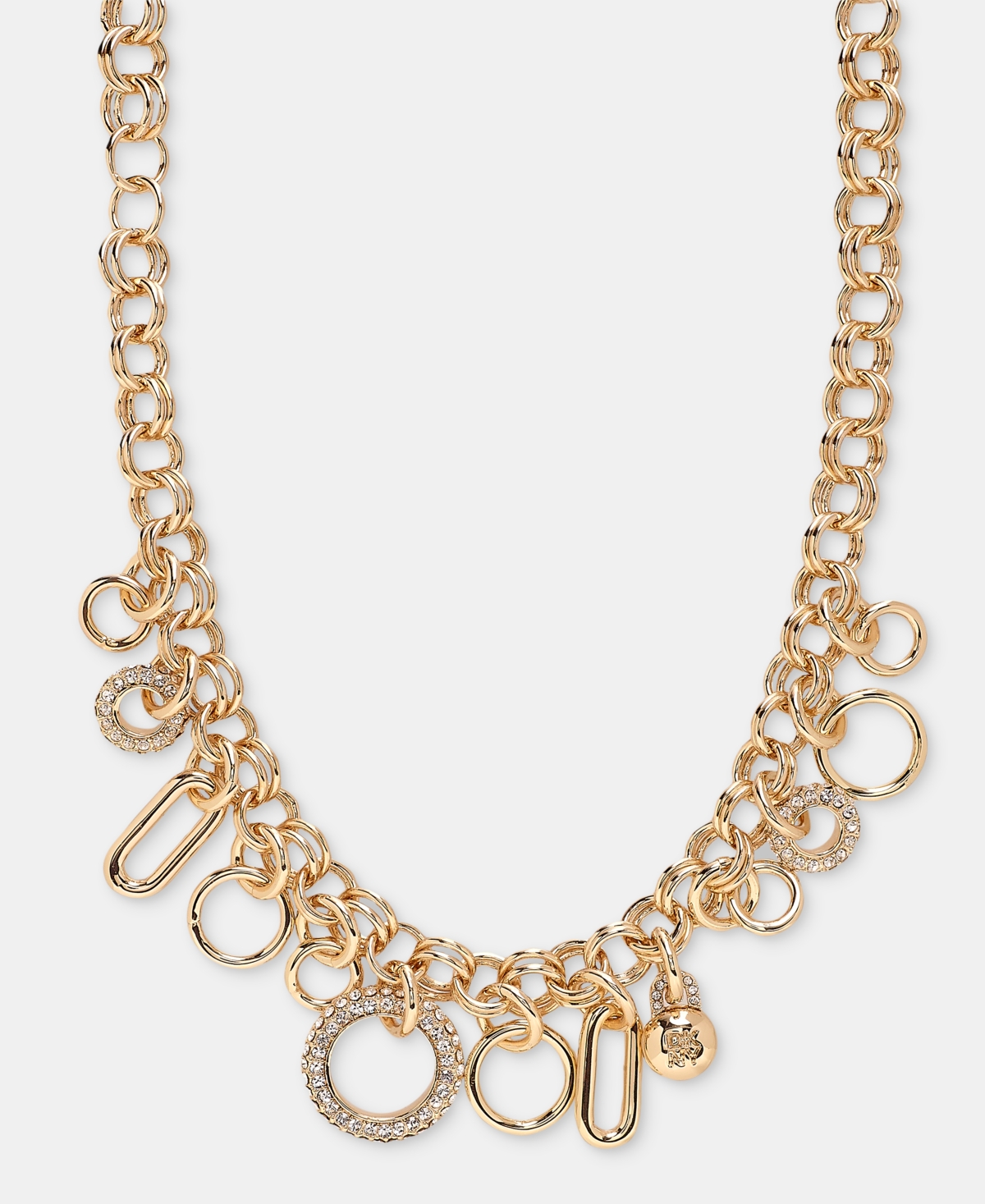 Click here for Dkny Crystal Logo Charm 16 Statement Necklace - Cr... prices