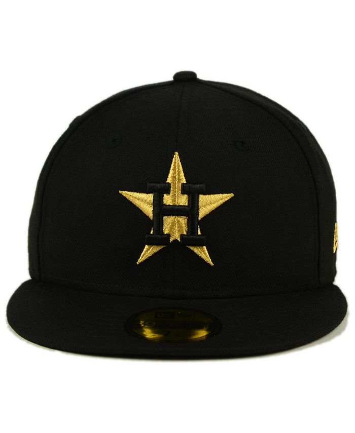 New Era Houston Astros Black On Metallic Gold 59FIFTY Fitted Cap - Macy's