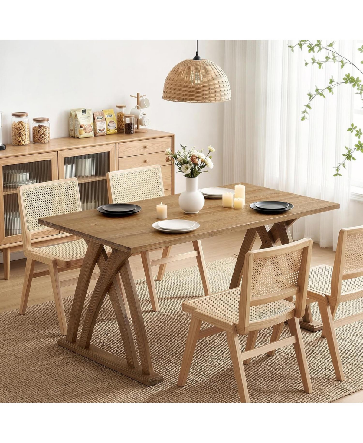 Click here for Tribesigns 63 Inches Solid Wood Dining Table for 4... prices