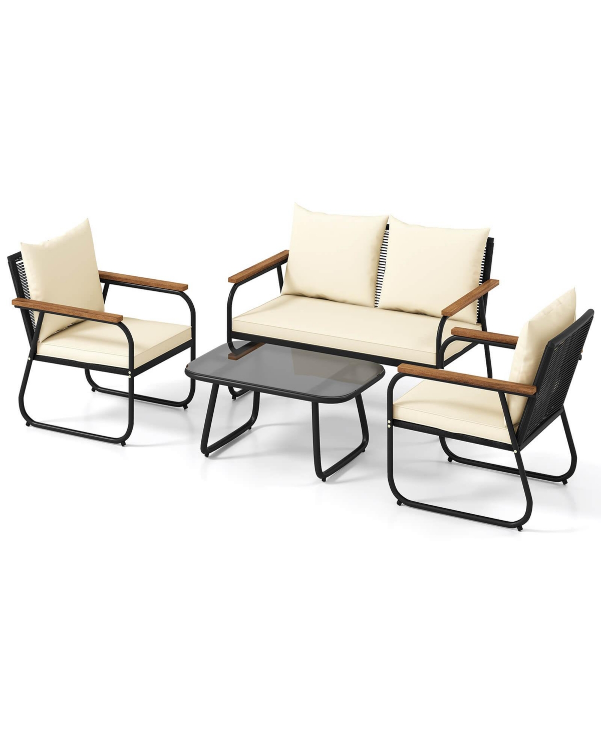 Click here for Gymax Set Of 4 Patio Furniture Set w/Tempered Glas... prices