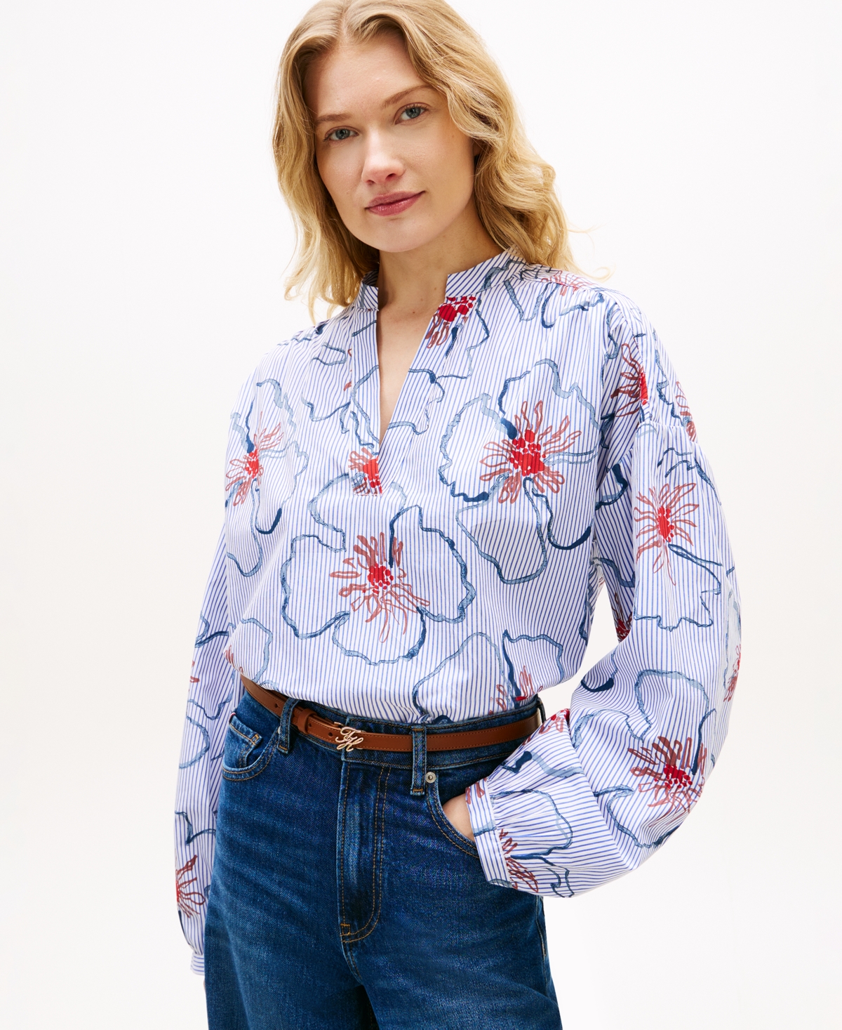 Click here for Tommy Hilfiger Womens Relaxed V-Neck Poplin Top -... prices