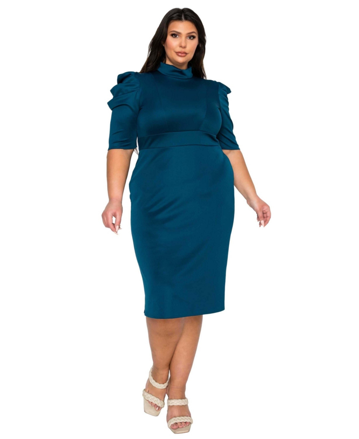 Click here for L I V D Plus Size Astra Sheath Dress - Teal prices