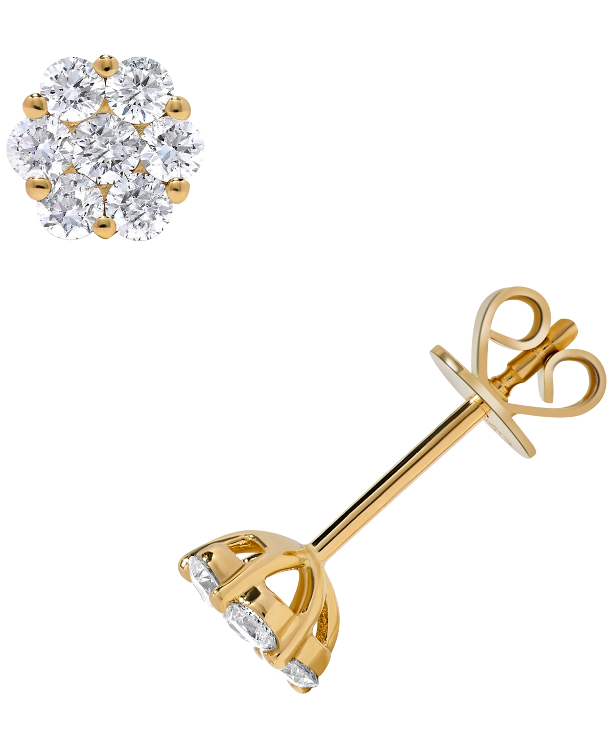 Click here for Macys Diamond Cluster Earrings (1/2 ct. t.w.) in 1... prices
