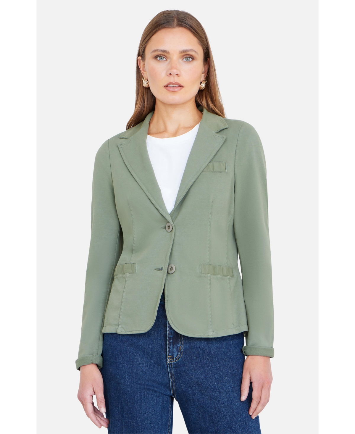 Click here for Yumi Womens Stretch Cotton Blazer - Khaki prices