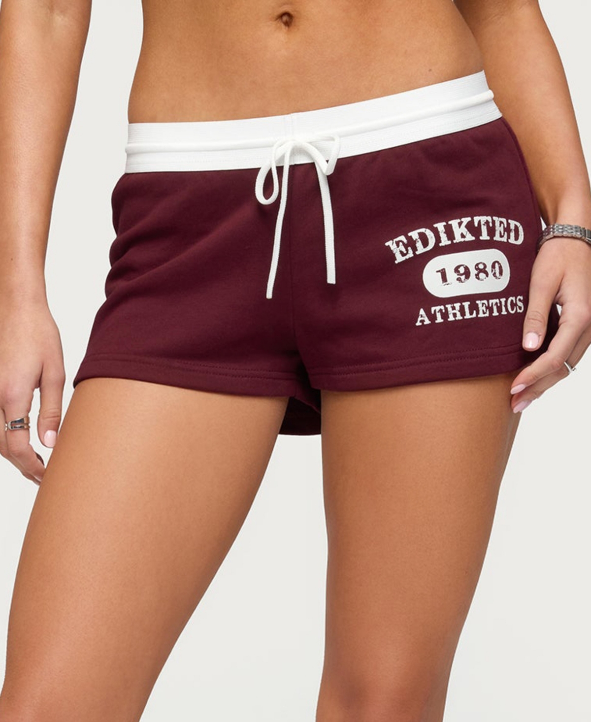 Click here for Edikted Womens Athlete Contrast Micro Shorts - Bur... prices