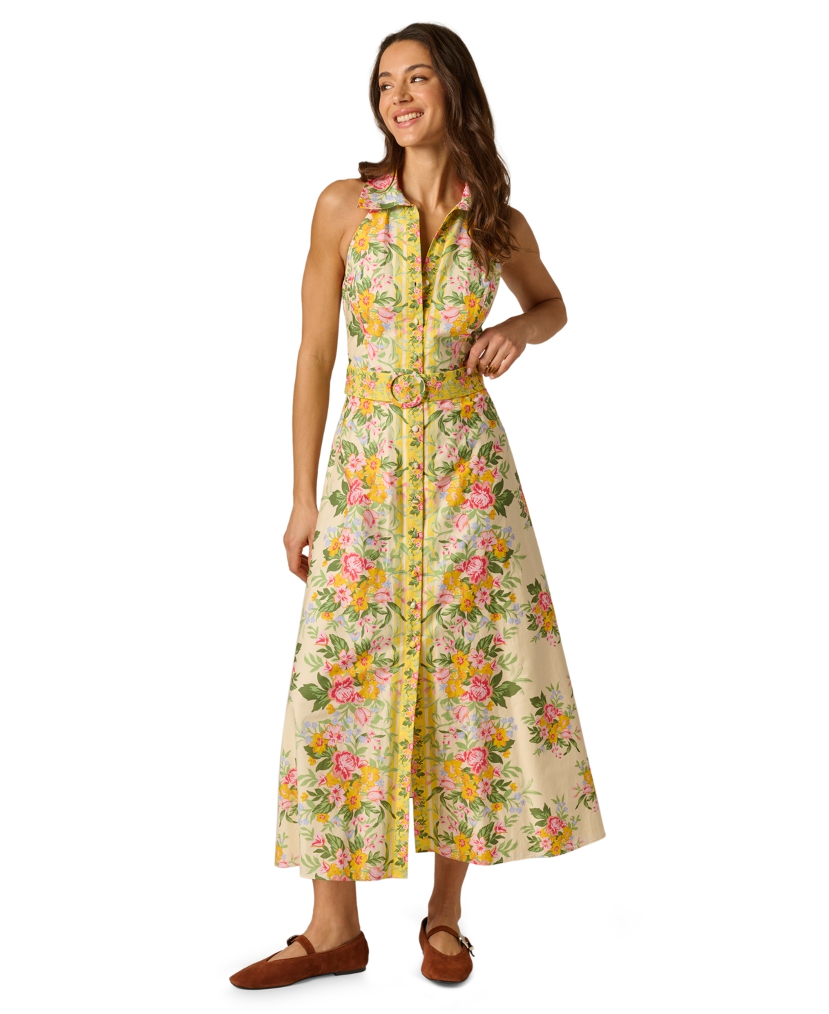 Click here for Adrianna Womens Printed Sleeveless Dress - Pale Ye... prices