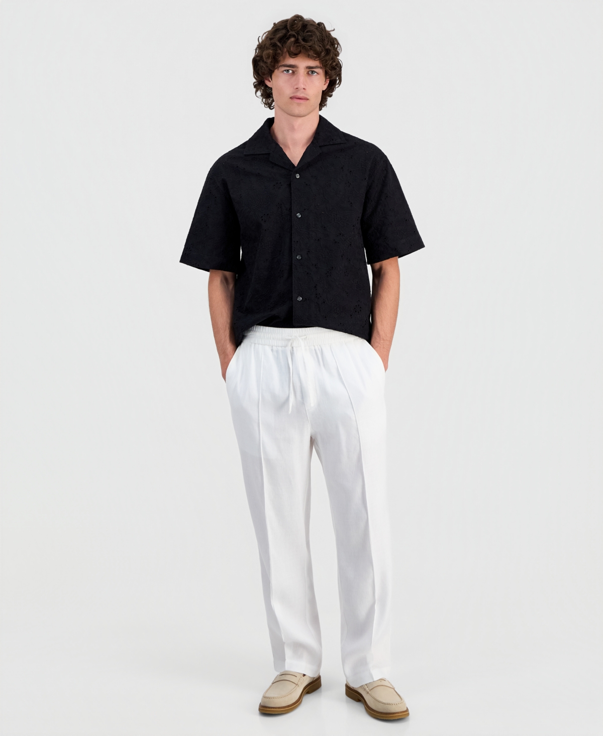 Click here for Hugo by Hugo Boss Mens Cino Linen Trousers - natur... prices